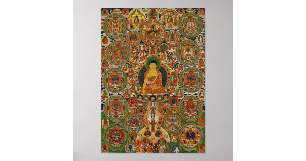 Pôster Butão pintou mandala completa | Zazzle Brasil