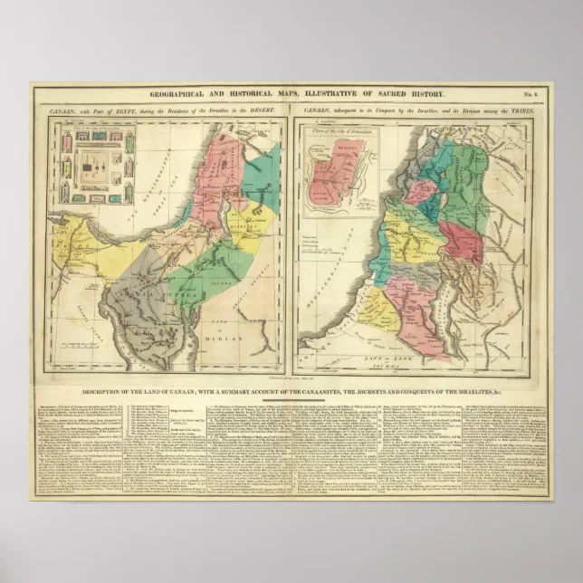 Poster Canaan - Mapa do Atlas de Israel | Zazzle Brasil