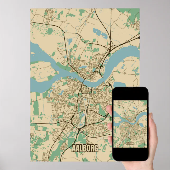 Poster City map of Aalborg, Denmark | Zazzle Brasil