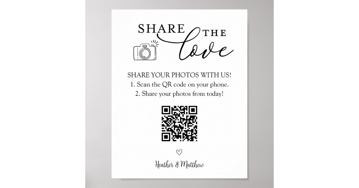 Poster Compartilhe o código QR do álbum de fotos de amor | Zazzle Brasil