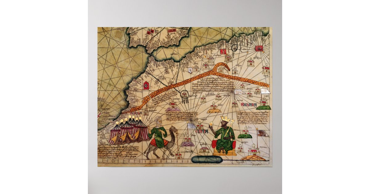 Poster Detalhe da cópia de um mapa catalão da Europa | Zazzle Brasil