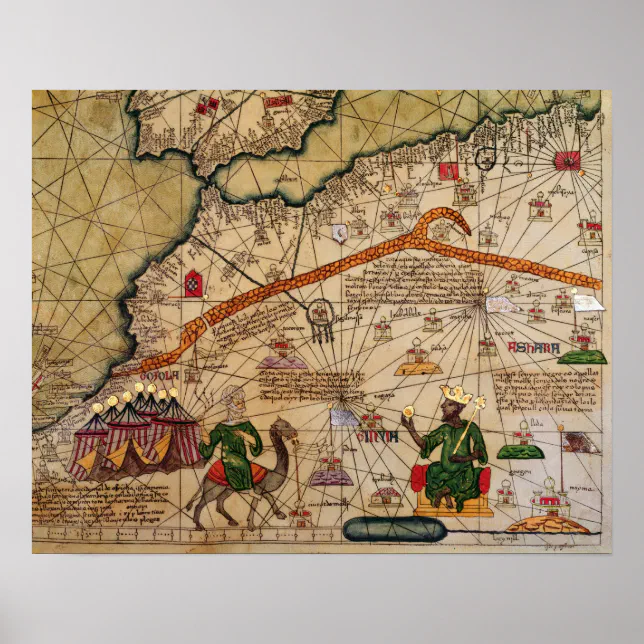 Poster Detalhe da cópia de um mapa catalão da Europa | Zazzle Brasil