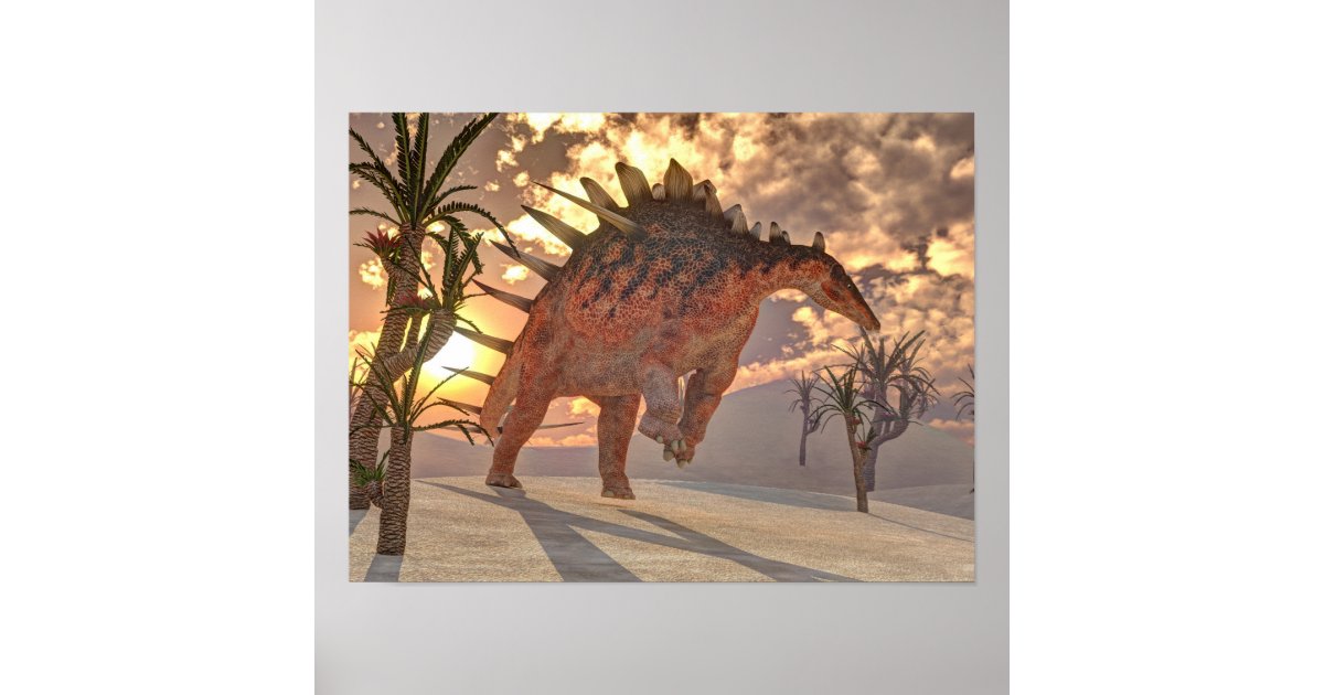Pôster Dinossauro do Kentrosaurus - renderização 3D | Zazzle Brasil