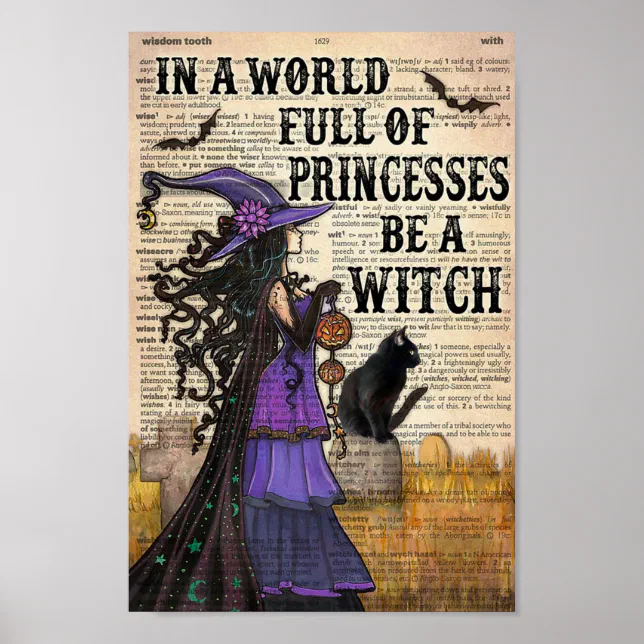 Poster Em Um Cheio Mundial De Princesas Seja Uma Bruxa | Zazzle Brasil