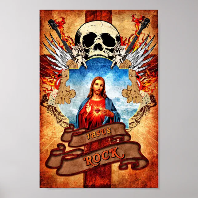 Poster Engraçado Jesus rock | Zazzle Brasil