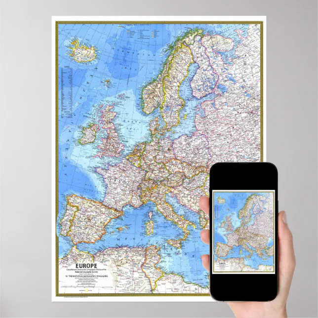 Poster "Europa: 1977 MAPA Detalhado ... | Zazzle Brasil
