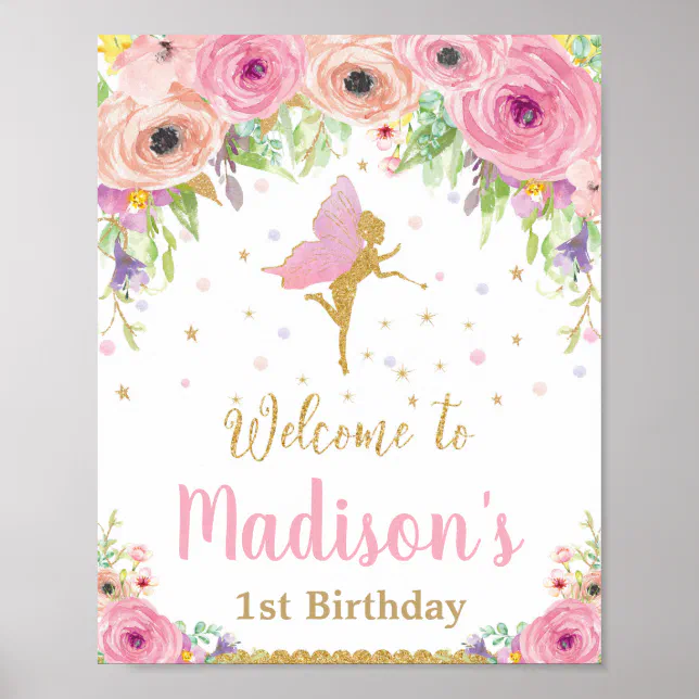 Poster Festa de aniversário Fada - Sinal de Boas-Vindas R | Zazzle Brasil