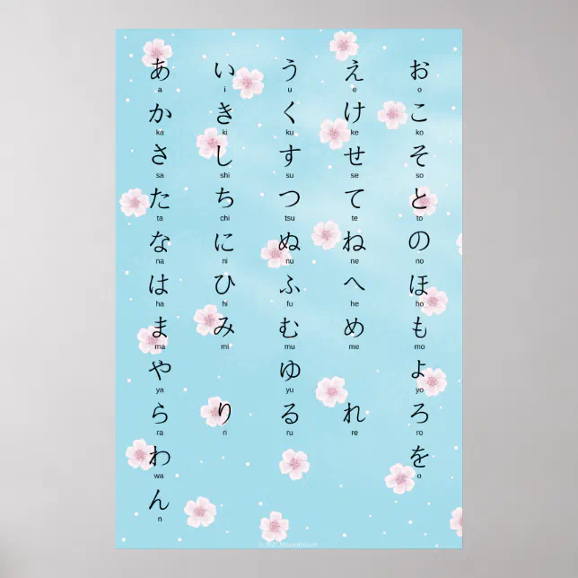 Poster Hiragana With Romaji Japanese Sakura Blossoms | Zazzle Brasil