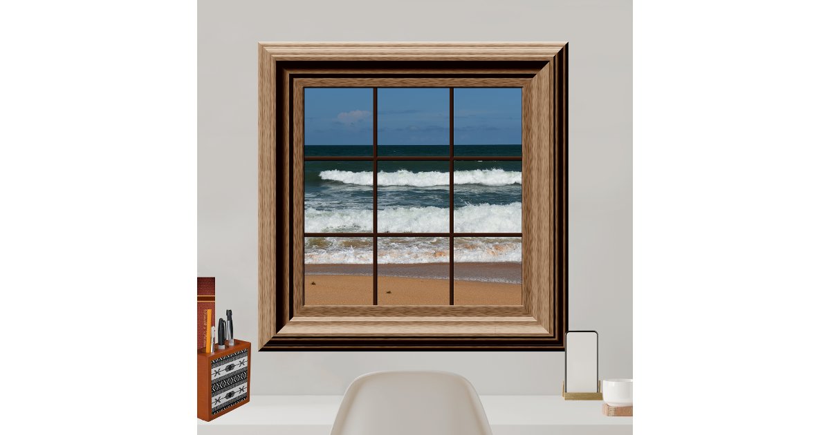 Poster Janela Faux Oceano Ver Palm Trees Praia Tropics | Zazzle Brasil