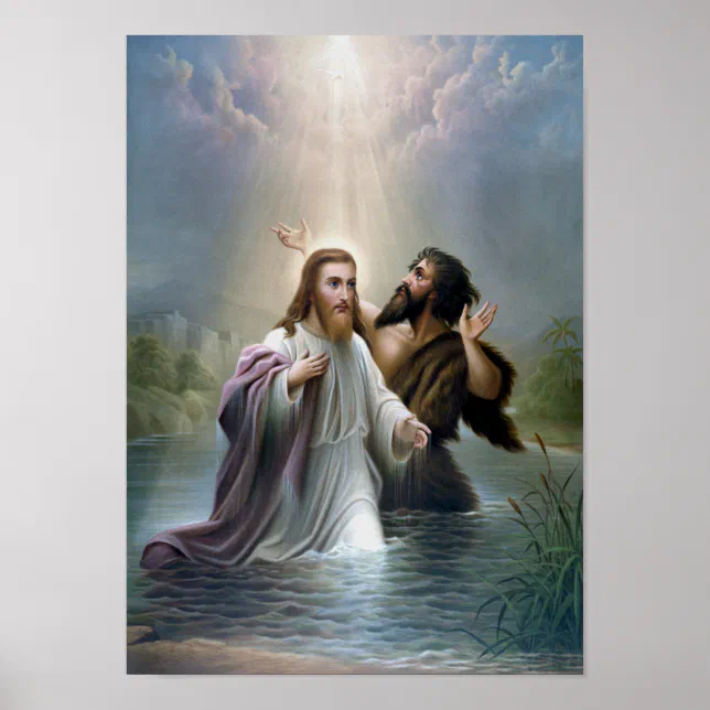Poster Jesus Cristo Batismo por João Batista | Zazzle Brasil