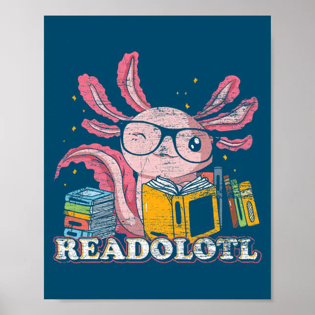 Poster Leia o livro Axolotl Engraçado Leitura de Peixes | Zazzle Brasil