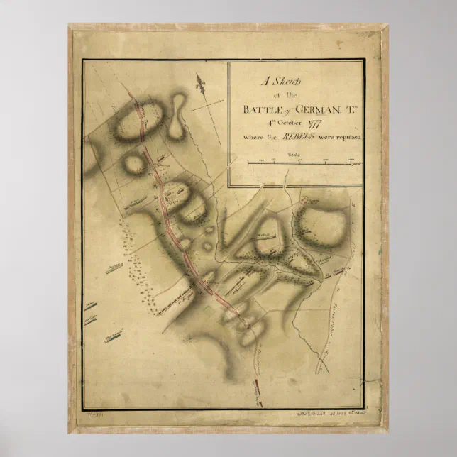Poster Map of the Battle of Germantown (Oct. 4th 1777) | Zazzle Brasil