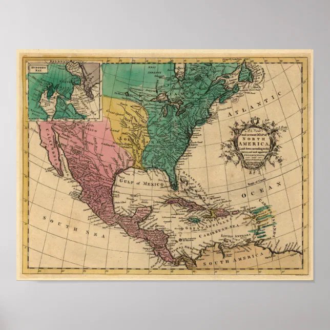 Poster Mapa da América do Norte de 1763 | Zazzle Brasil