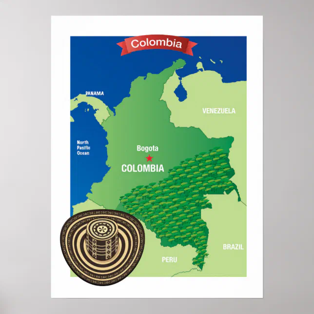 Poster Mapa da Colômbia | Zazzle Brasil