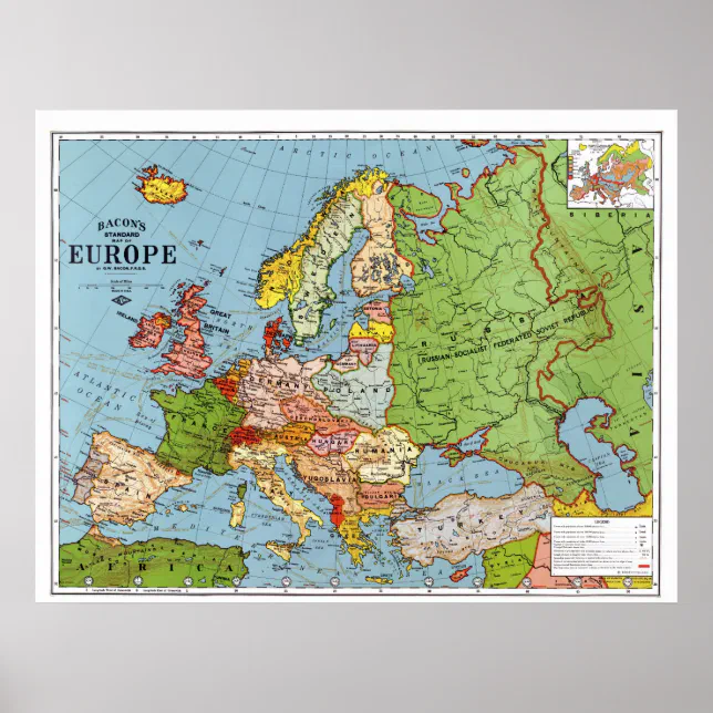 Poster Mapa da Europa de 1923 | Zazzle Brasil
