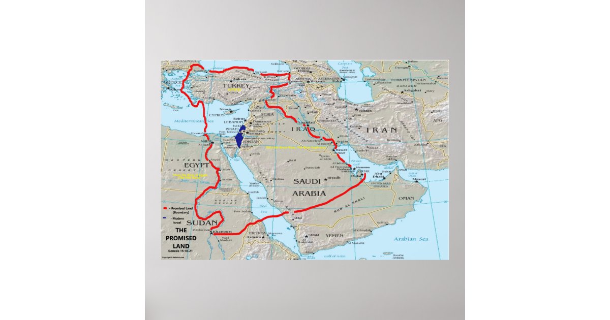 Poster Mapa da Terra Prometida | Zazzle Brasil