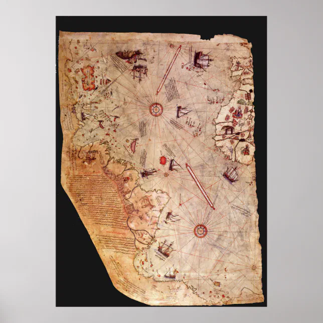 Pôster Mapa de Piri Reis | Zazzle Brasil