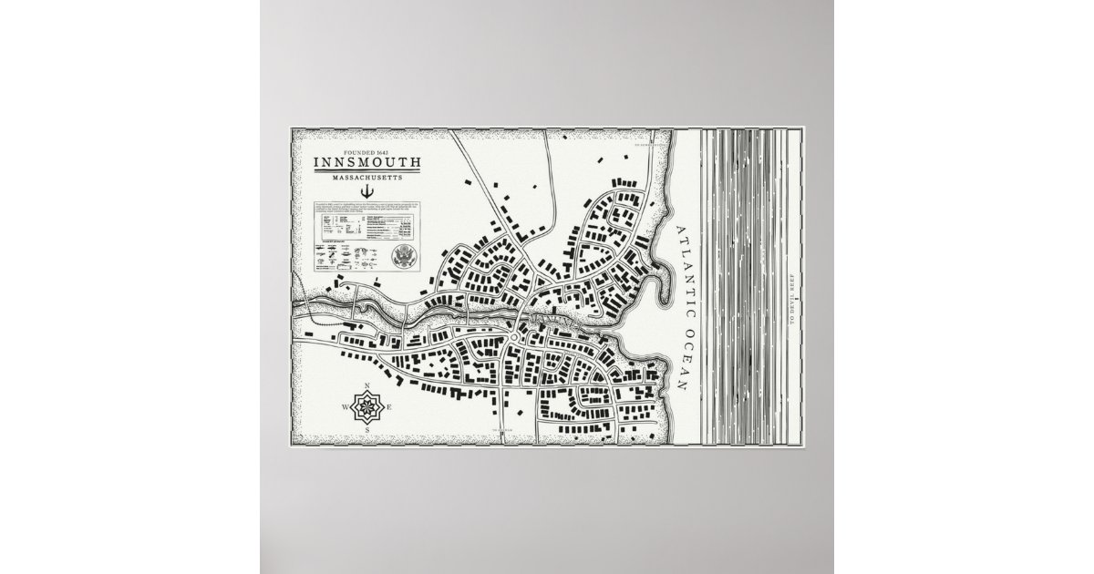 Poster Mapa de vinheta Innsmouth | Zazzle Brasil