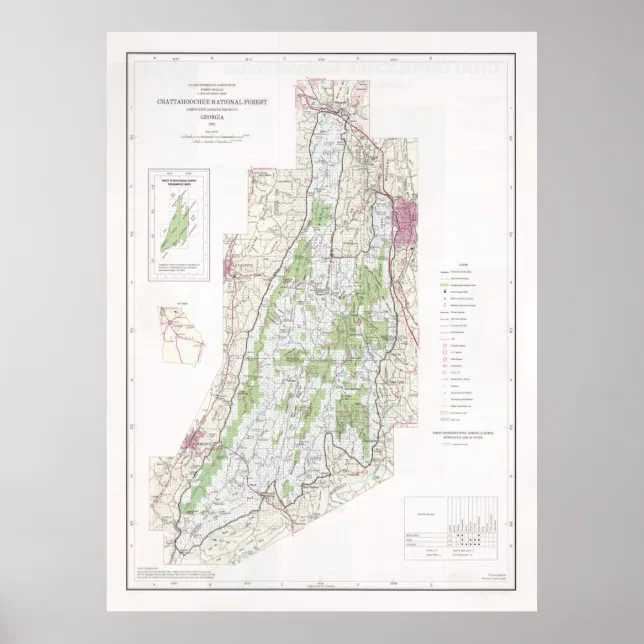 Poster Mapa Florestal Nacional de Chattahoochee (1982) | Zazzle Brasil