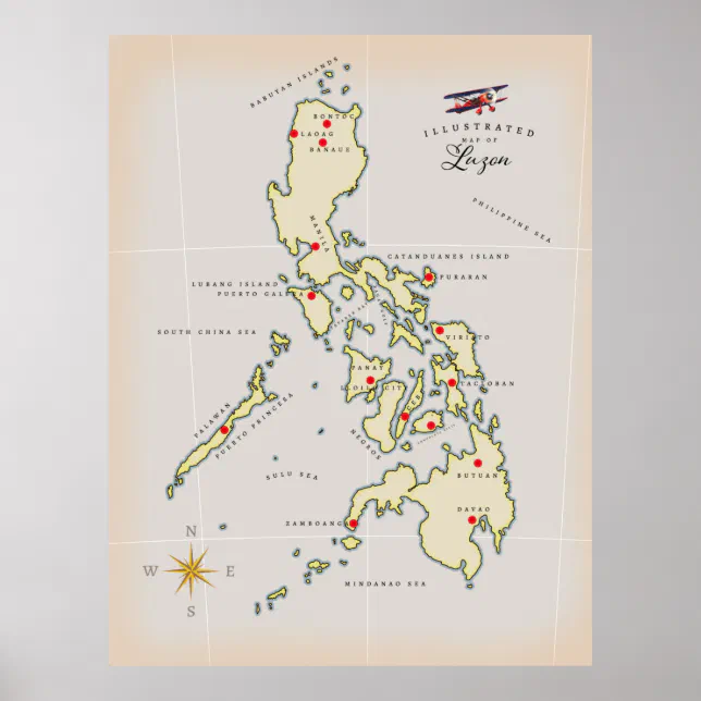 Poster Mapa ilustrado de Luzon Filipinas | Zazzle Brasil