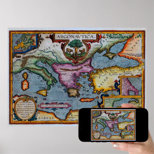 Pôster Mapa mediterrânico do século XVII | Zazzle Brasil