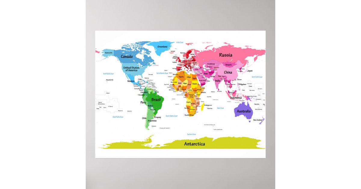 Pôster Mapa Mundial | Zazzle Brasil