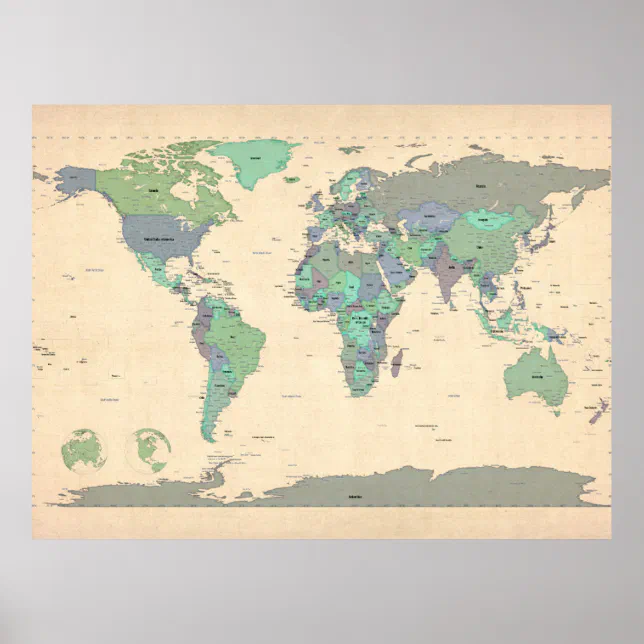 Poster Mapa político do Mapa Mundial | Zazzle Brasil