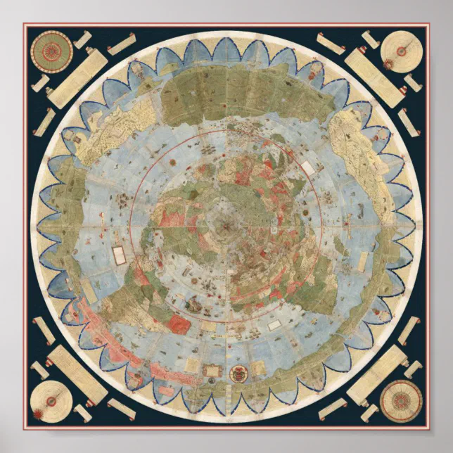 Poster Mapa Terrestre De 1587, De URBANO MONTE | Zazzle Brasil