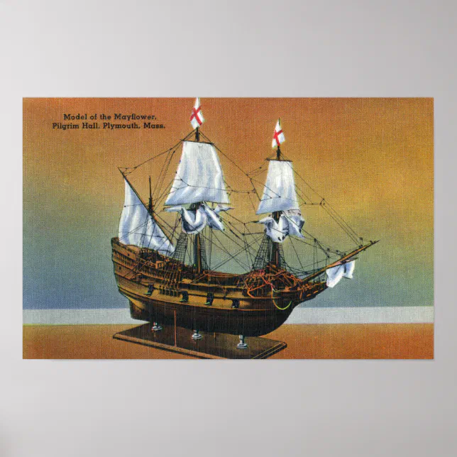 Pôster Modelo do Mayflower em Pergrim Hall View | Zazzle Brasil