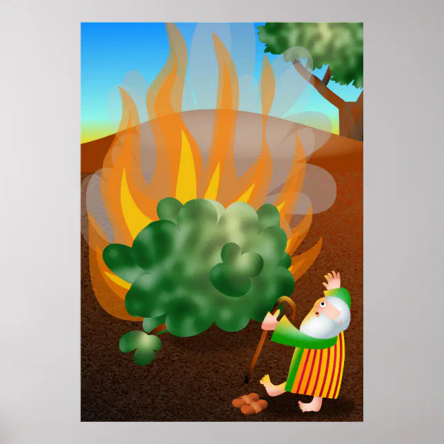 Poster Moisés e a história da Bíblia do Burning Bush | Zazzle Brasil