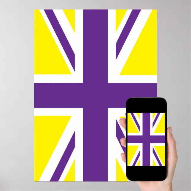 Poster Púrpura Yellow Union Jack British(UK) Flag | Zazzle Brasil