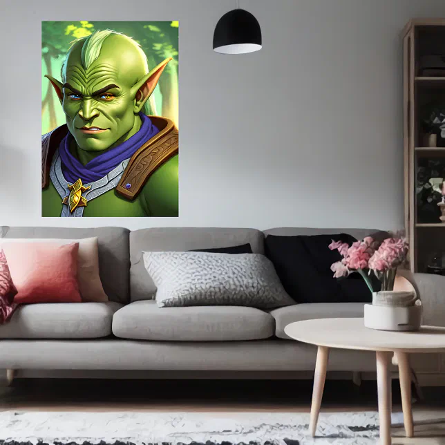 Poster Retrato do híbrido do elfo-orc | Arte AI | Zazzle Brasil