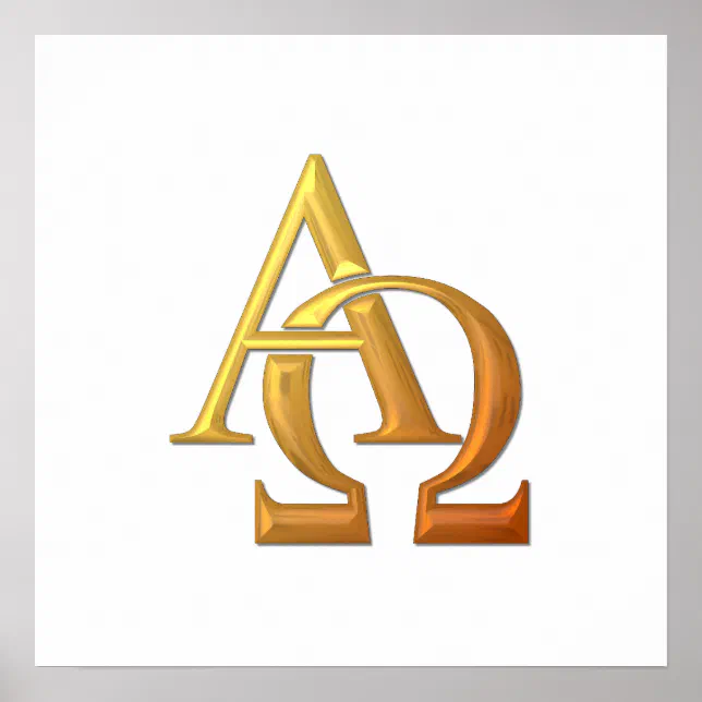 Poster Símbolo Alfa e Omega do ouro "3-D" | Zazzle Brasil