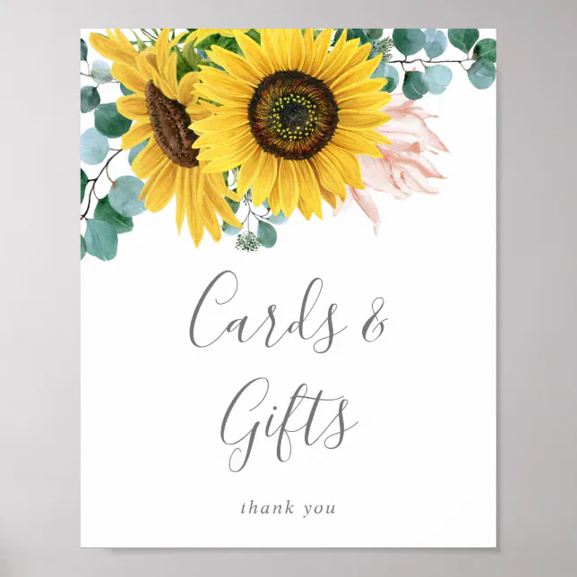 Poster Sinal Rustic Sunflower Eucalyptus Cards and Gifs | Zazzle Brasil