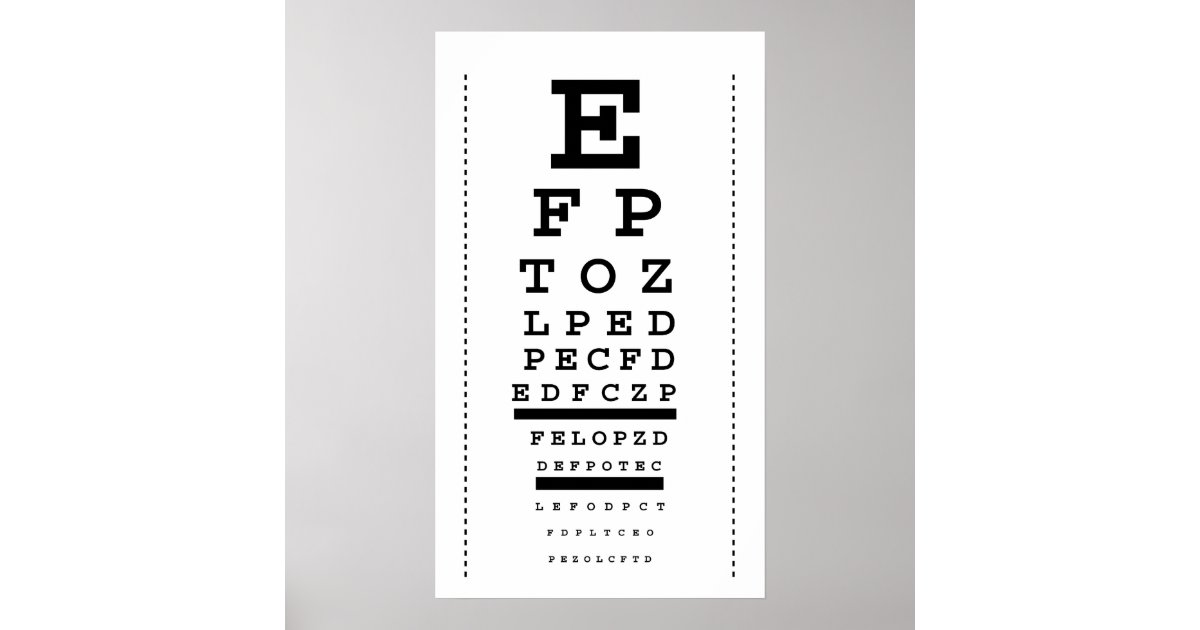 Poster Snellen eye chart | Zazzle Brasil