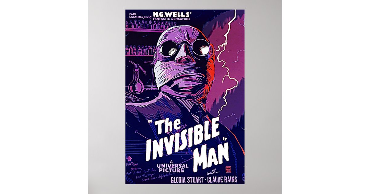 Poster The Invisible Man Classic Horror Monster Movie TS | Zazzle Brasil