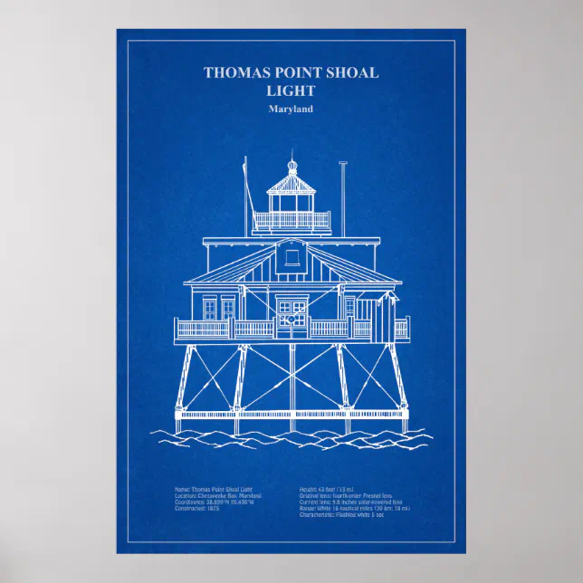 Poster Thomas Point Shoal Lighthouse - Maryland - AD | Zazzle Brasil