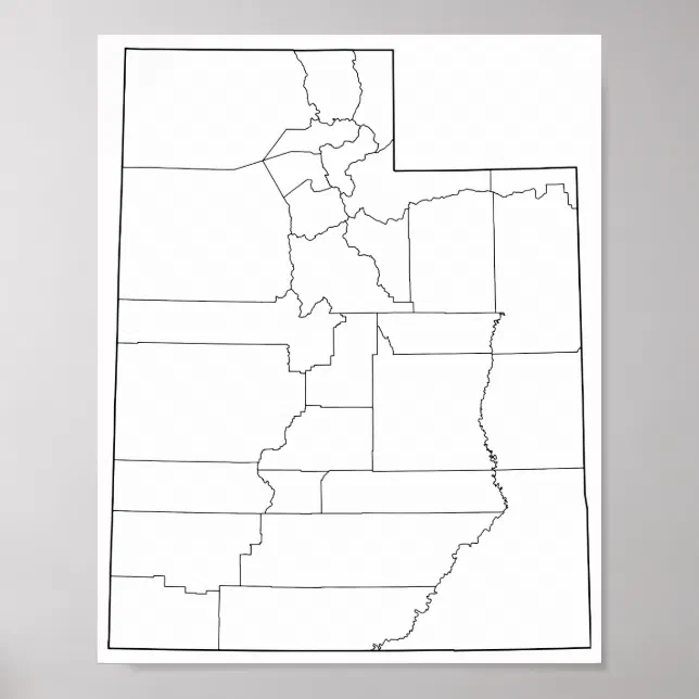 Pôster Utah Counties Blank Outline Map | Zazzle Brasil