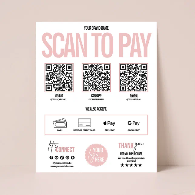Poster Verificação de Código QR para Pagar Venmo de Sinal | Zazzle Brasil