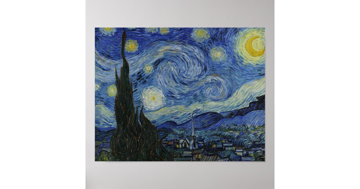 Poster Vincent van Gogh - Noite Estrelada | Zazzle Brasil