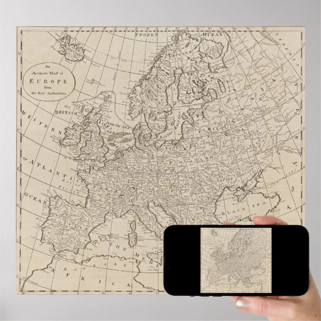Pôster Vintage Map of Europe (1800) | Zazzle Brasil