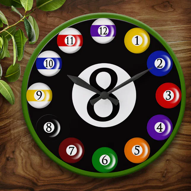 Relógio Grande Billiard Balls Wall Clock | Zazzle Brasil