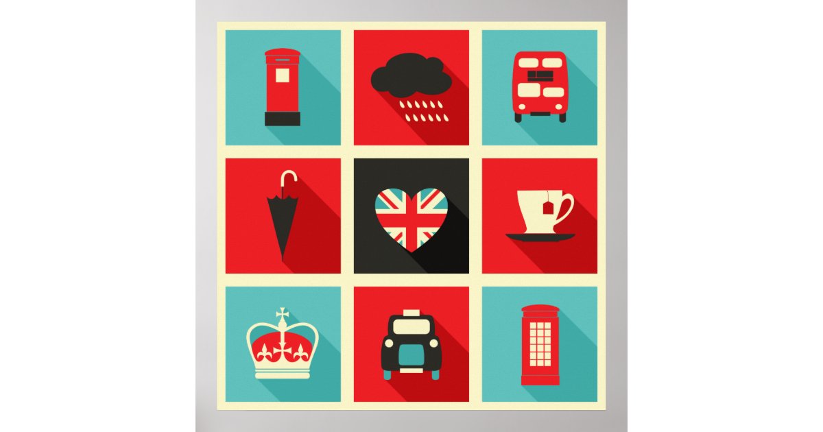 Retro London Collage Poster | Zazzle Brasil
