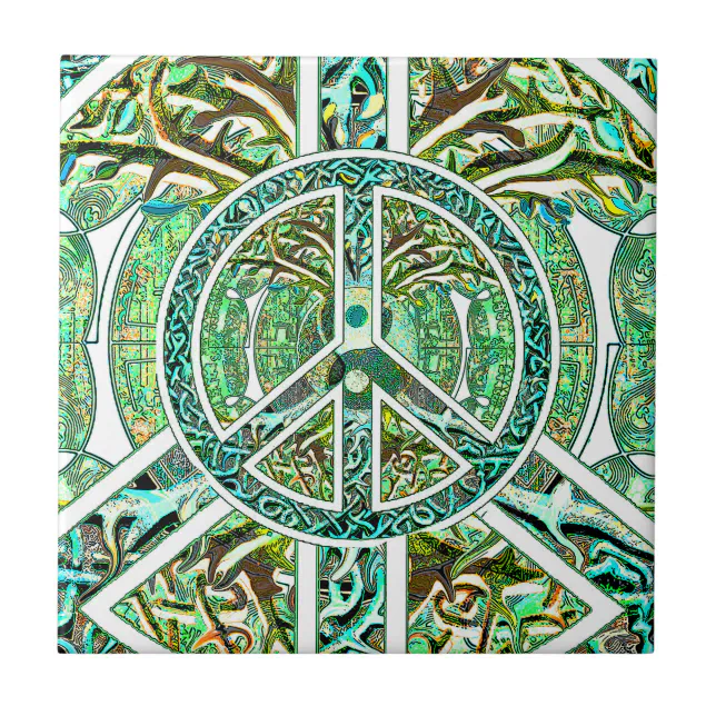 Símbolo de paz, Yin Yang, árvore de vida no verde | Zazzle Brasil