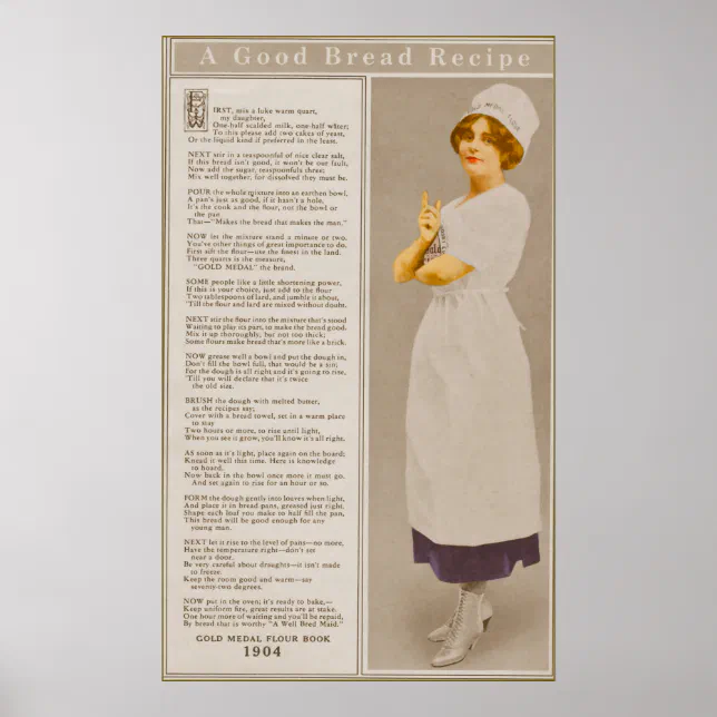 Vintage Flour Ad com Poster de recebimento de pão | Zazzle Brasil